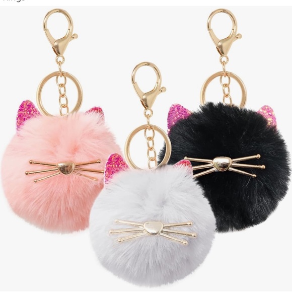 Accessories | 3pcs Cute Fluffy Cat Keychain Bag Charms Faux Rabbit Fur ...